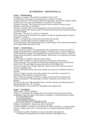 IB CHEM Topic 2 SL - IB Chemistry – SL Topic 2 Questions 1. Consider ...