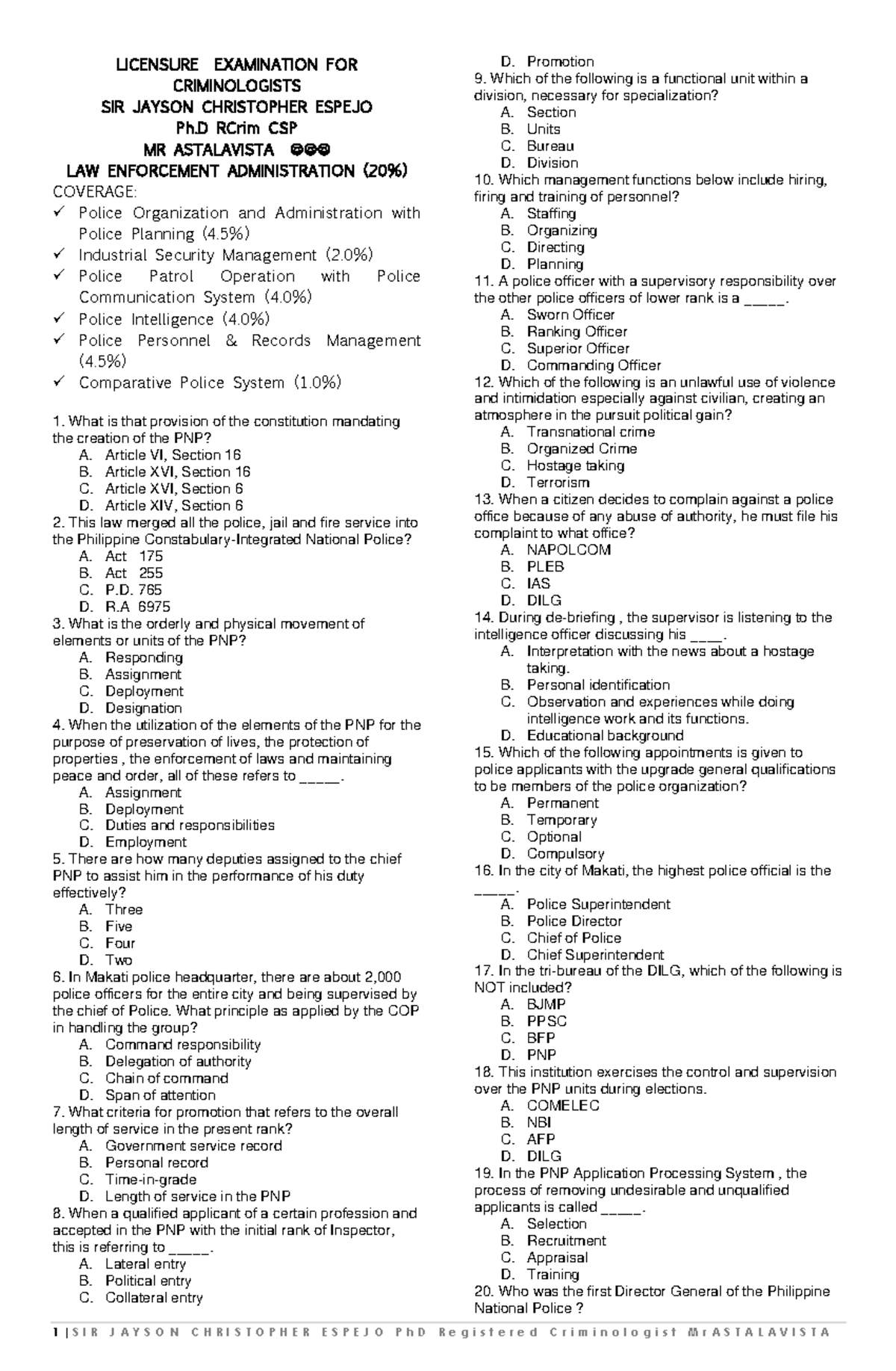 Ultimate-LEA-2021 na - LEA REVIEWER FOR CRIM STUDENTS - LICENSURE ...