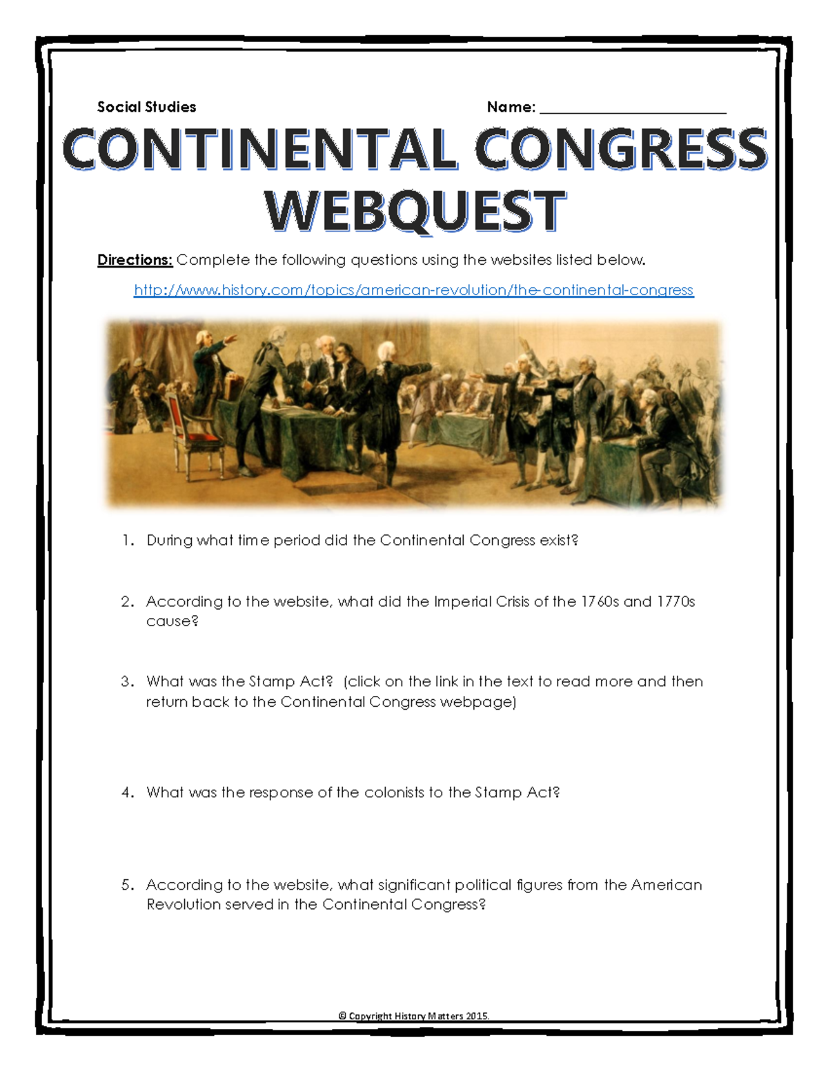 Travis Poe - American Revolution Continental Congress Webquest Student ...