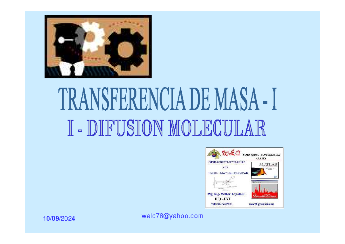 3-Difusion Molecular W 2024 - walc78@yahoo LA SUERTE FAVORECE A LA MENTE PREPARADA! walc78@yahoo ...