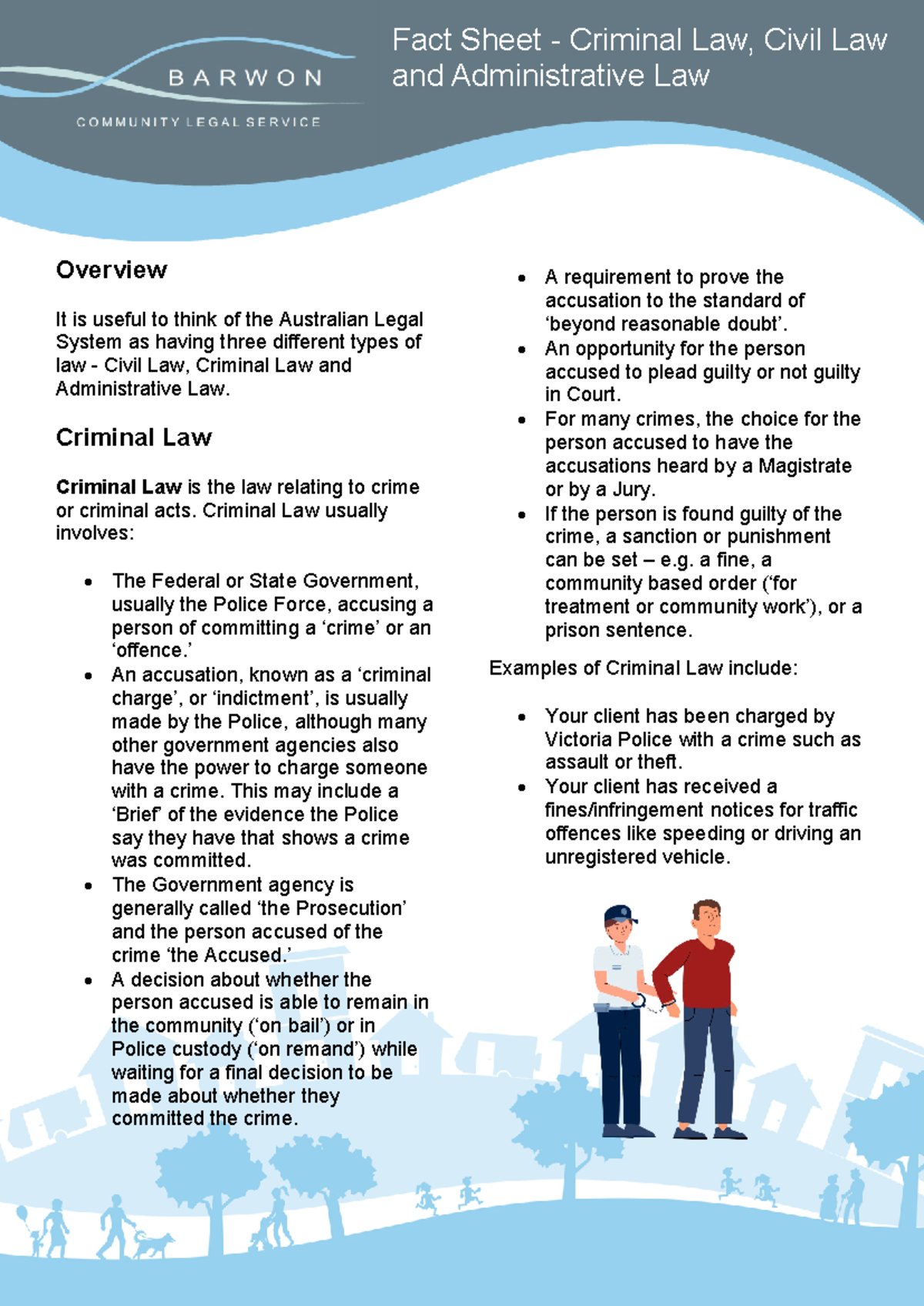 Fact Sheet Criminal Civil and Administrative Law - Overview It is ...