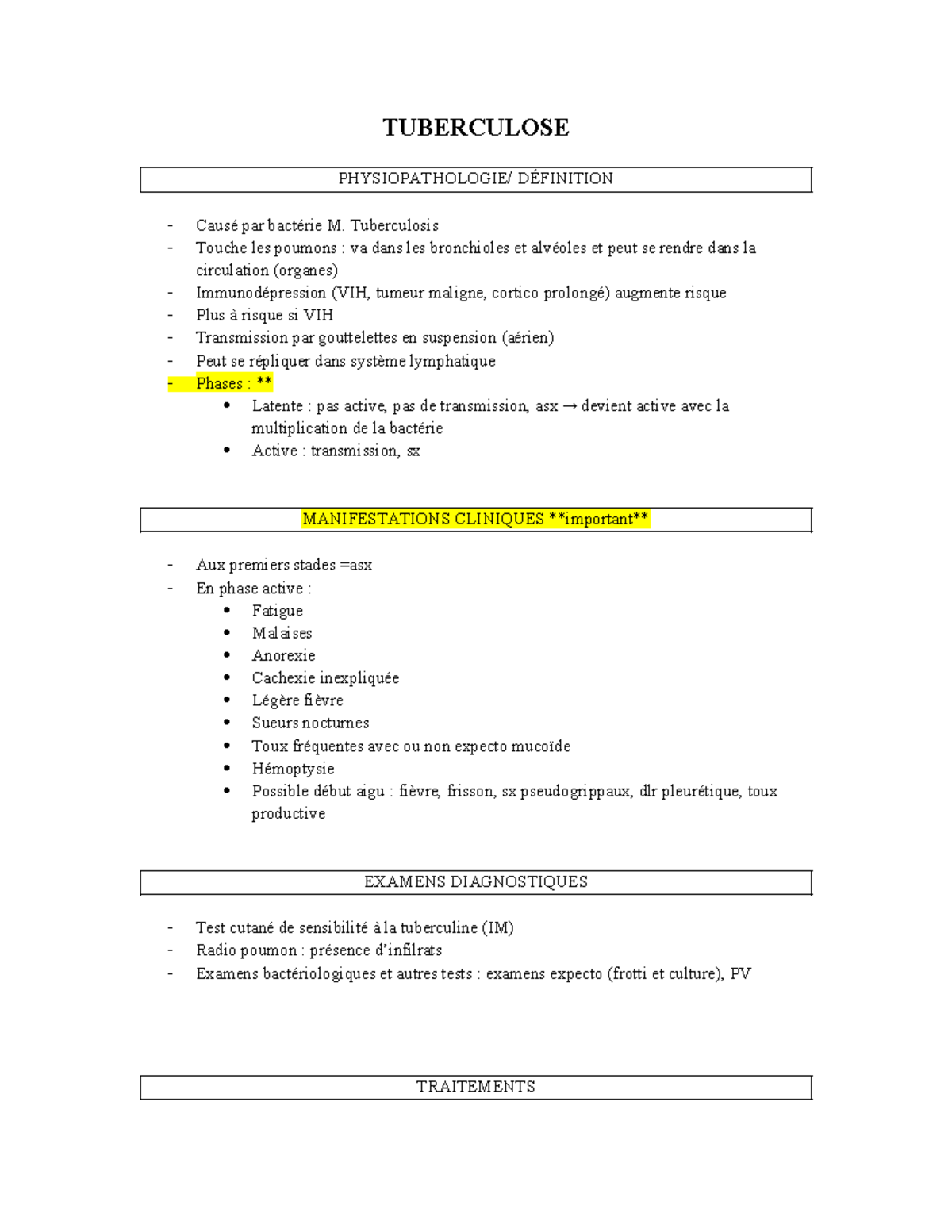 Tuberculose - TUBERCULOSE PHYSIOPATHOLOGIE/ DÉFINITION Causé par ...