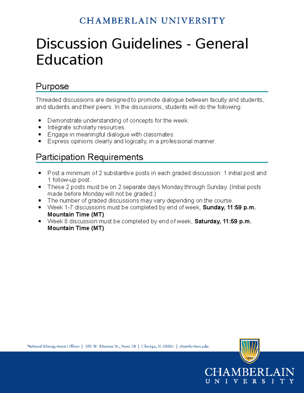 Discussion Guidlines - In the discussions, students will do the ...