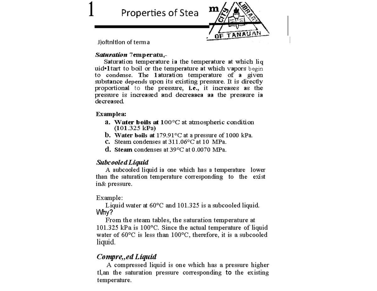 Thermodynamics 2 by Hipolito Sta Maria - I Properties of Stea J ...