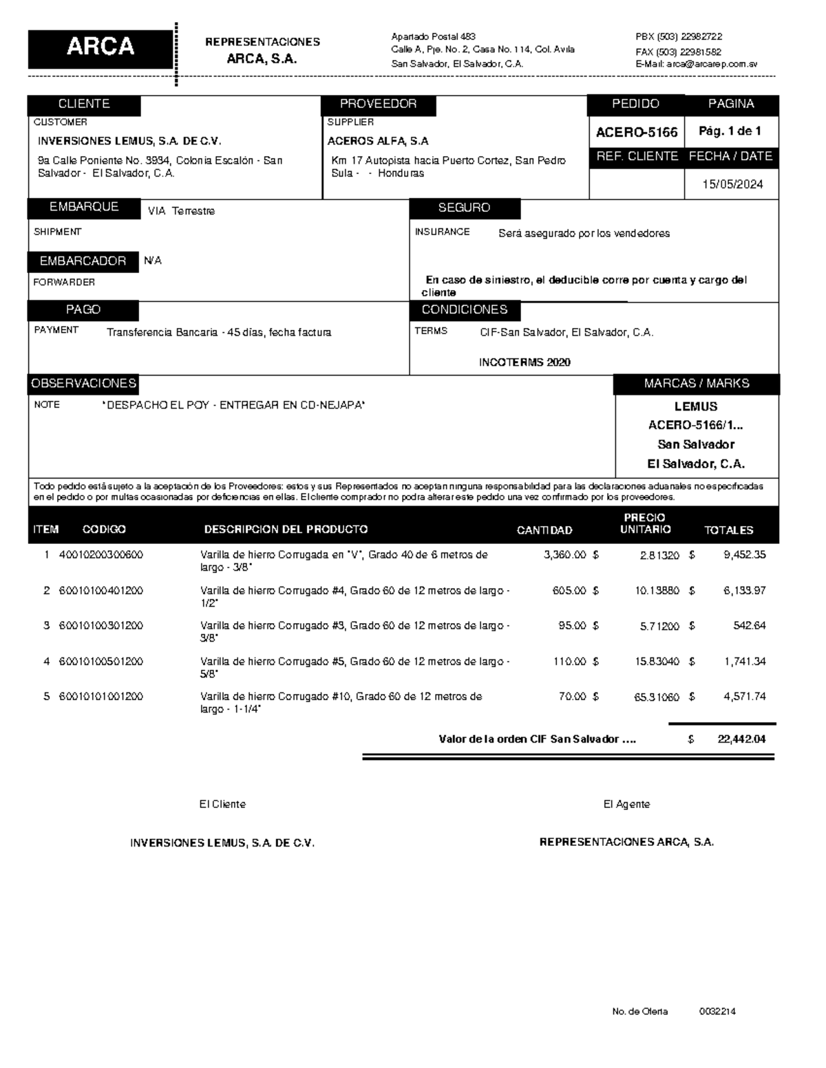 Inv. Lemus - AC5166 - OF.32214 - CD - CLIENTE PAGINA CUSTOMER PROVEEDOR ...