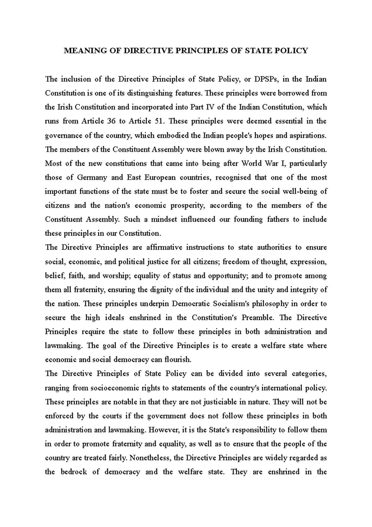 Meaning OF Directive Principles OF State Policy - Public Policy - AMU ...