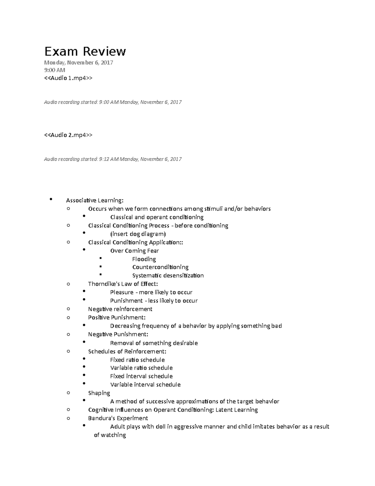 Exam Review - Lecture notes 22 - Exam Review Monday, November 6, 2017 9 ...