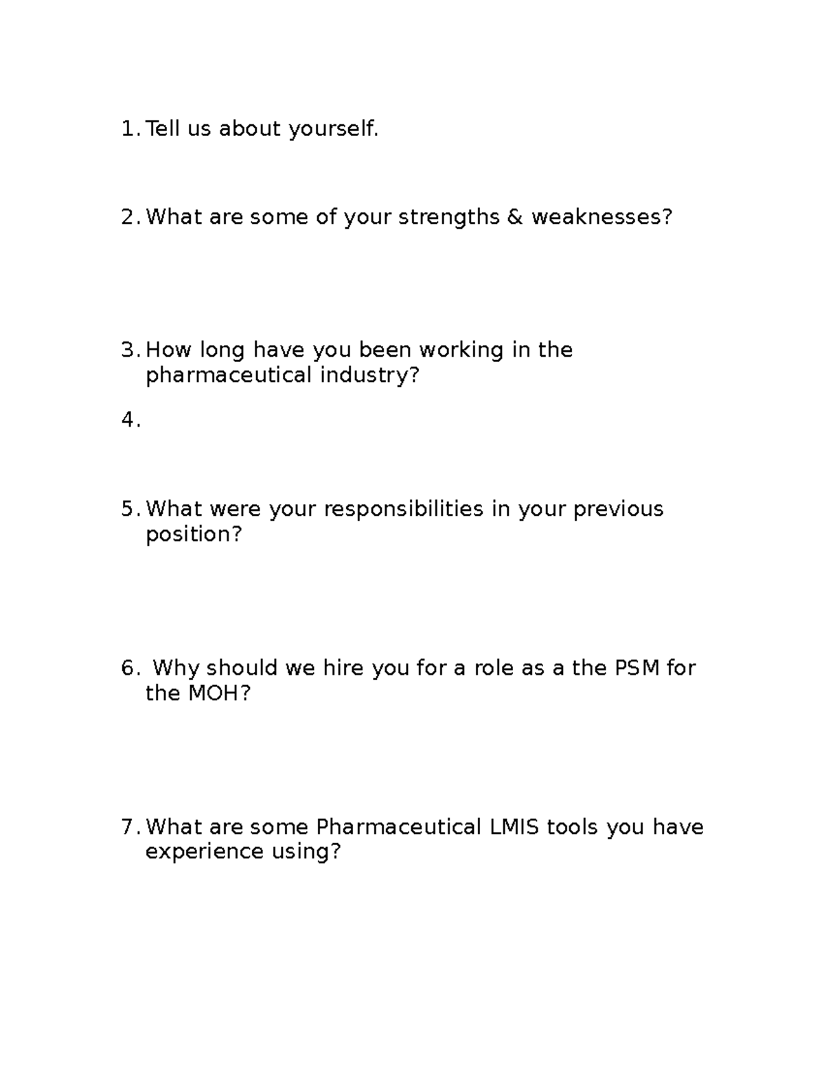 PSM Interview Questions - 1. Tell us about yourself. 2. What are some ...