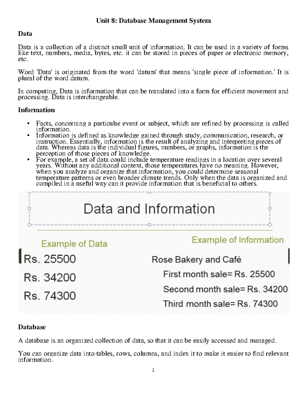 Unit 8 Database Management System 4 Unit 8 Database Management System Data Data Is A 