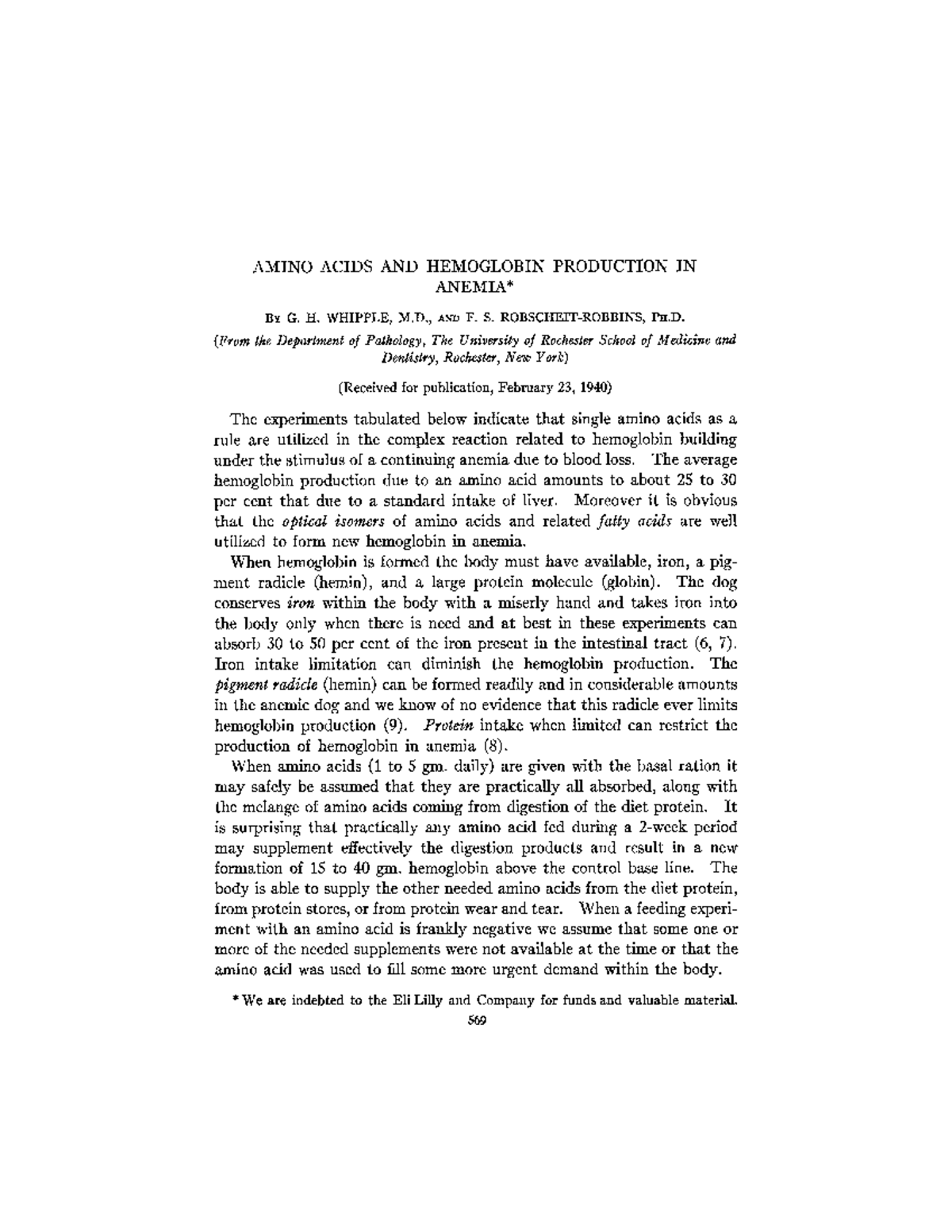 569 - T ugh jjgh - AMINO ACIDS AND H E M O G L O B I N P R O D U C T I ...