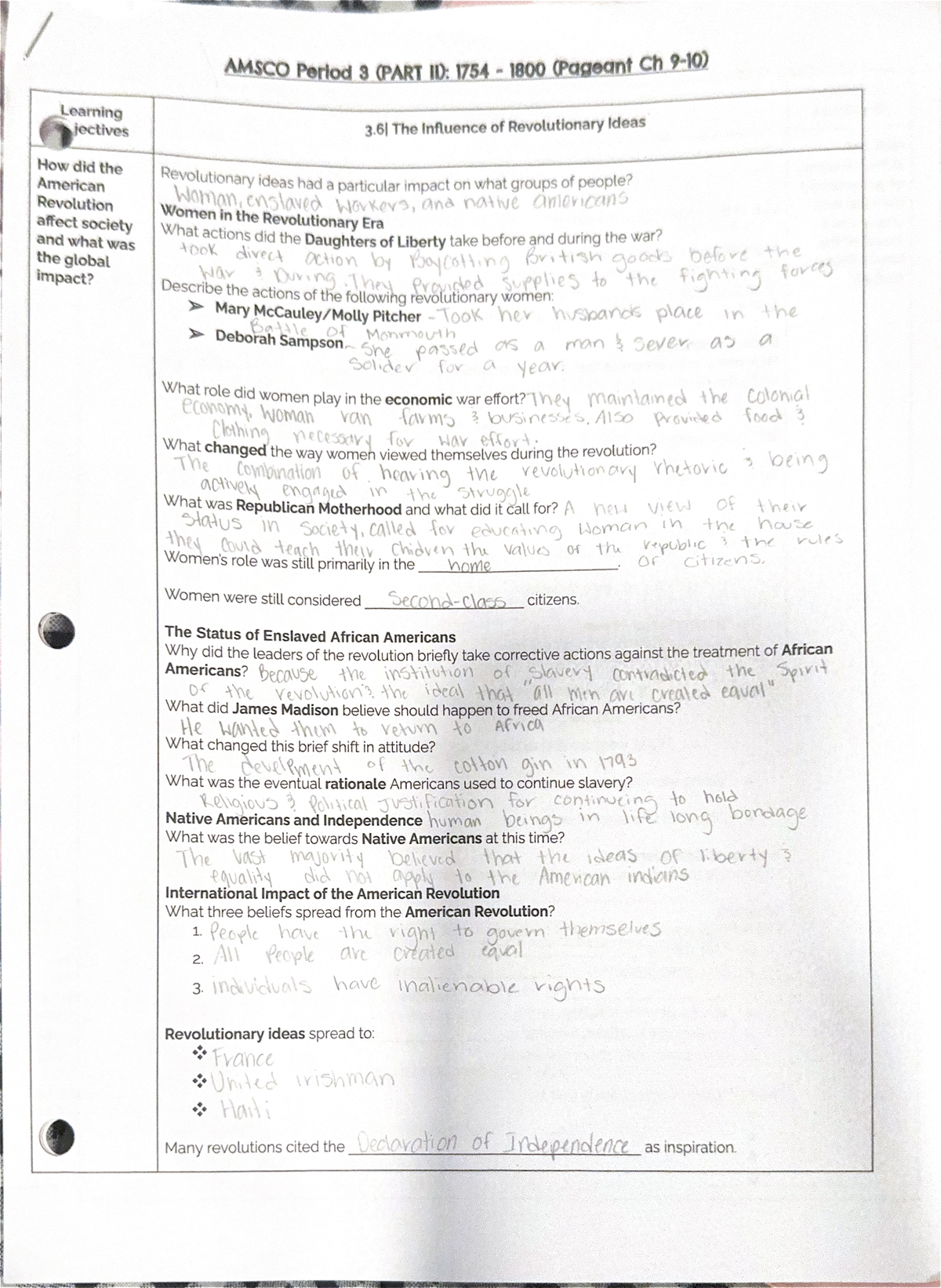 5th - Period 9 - AMSCO Period 3 (PART II): 1754 1800 (Pageant Ch ...