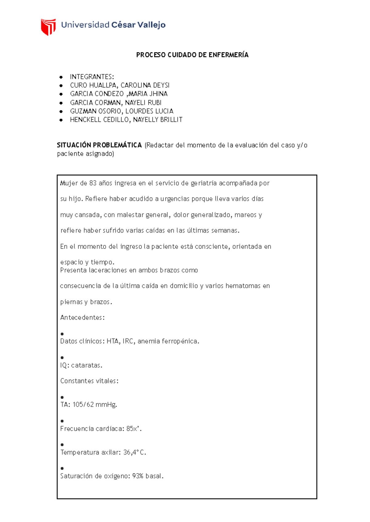 PAE- Formato General - Proceso Cuidado DE Enfermería.docx - PROCESO ...