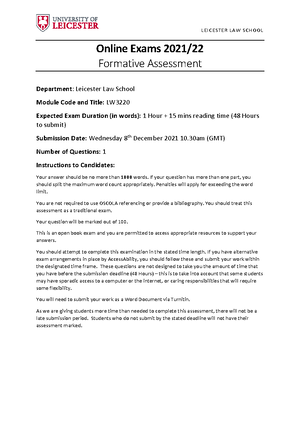Formative Assessment 2021- Law of Tort - Law of Tort - Formative ...