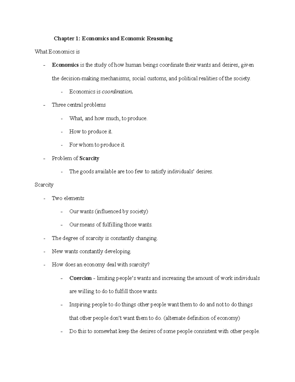 Microeconomics Textbook notes - Chapter 1: Economics and Economic ...