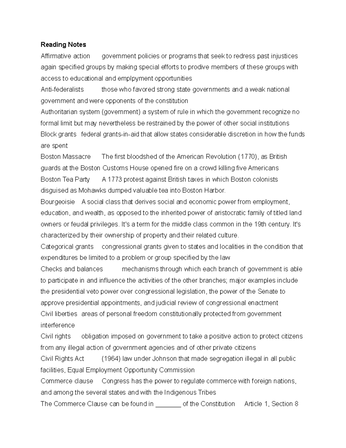 Reading Notes - Reading Notes Affirmative action government policies or ...