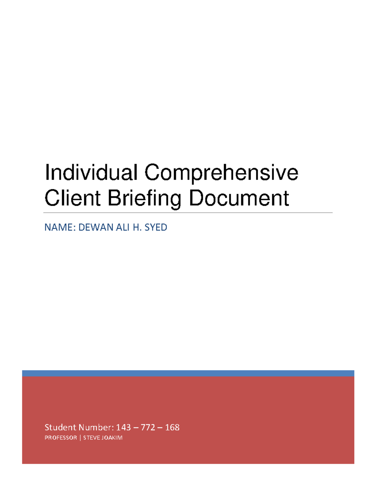 Client Brief Individual Assignment - Individual Comprehensive Client ...