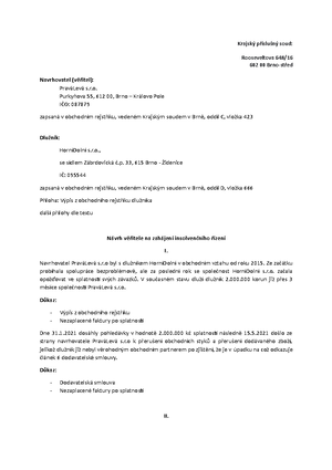 EIP 7 - priklady rtxoctac - EIP 7 DEFINICE POJMŮ (min. 60 slov každá) insolvenční právo o je ...