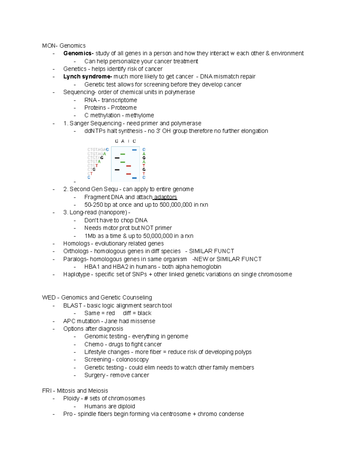 IB 204 Lecture Notes- Genomics, Mitosis, Meiosis, Chromosome Mutations ...
