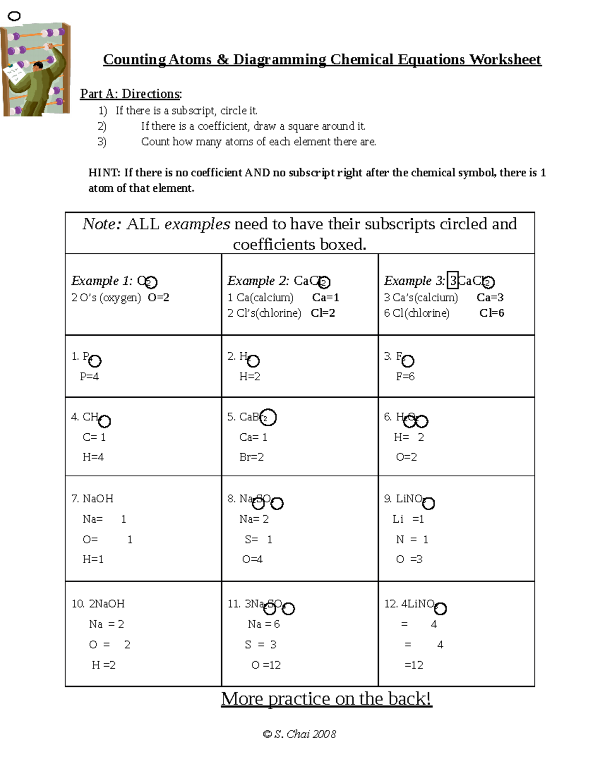 Copy Of Counting Atoms Worksheet Counting Atoms Diagramming