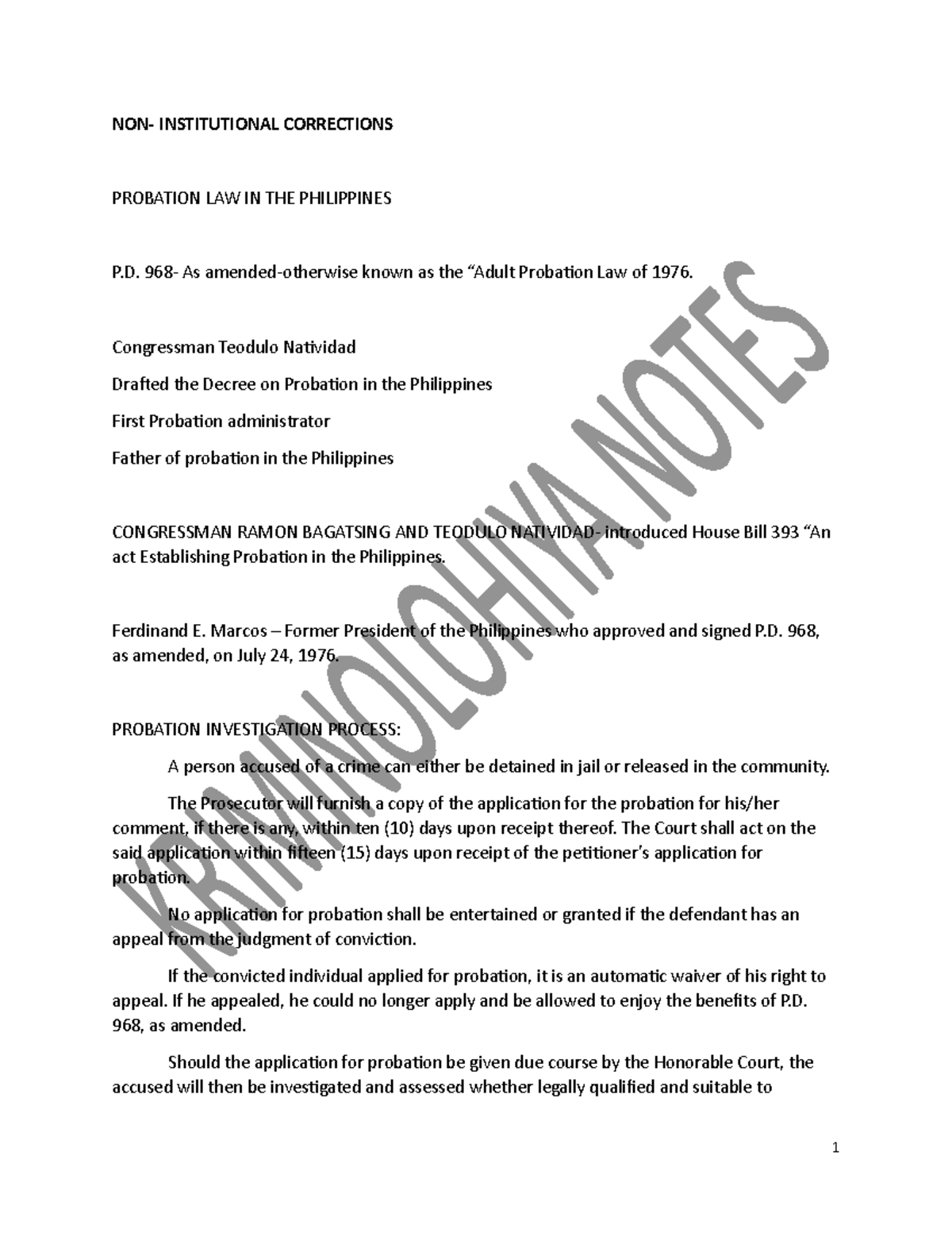 NON- Instituional- Corrections - NON- INSTITUTIONAL CORRECTIONS ...