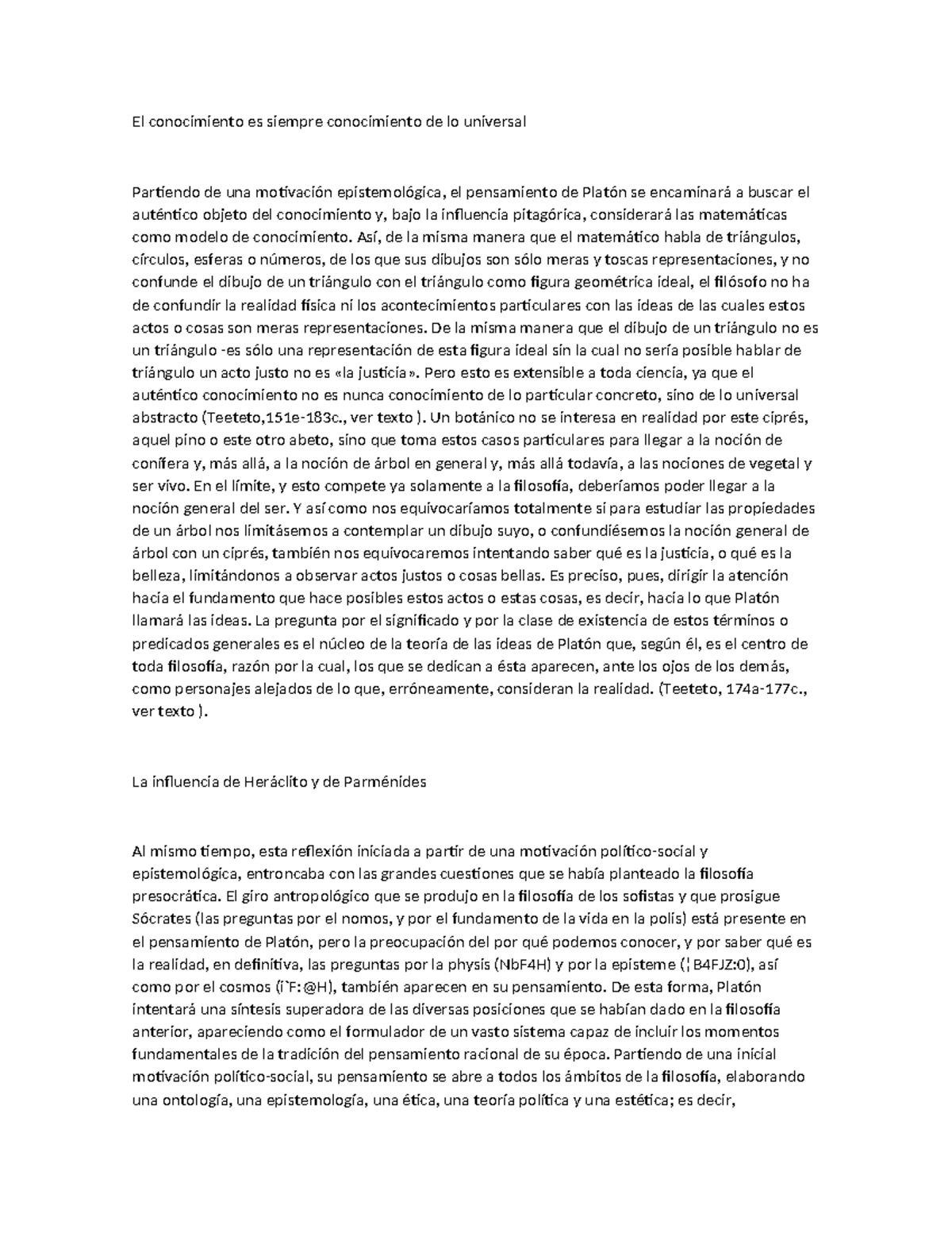 El conocimiento es siempre conocimiento de lo universal- Lectura - El ...