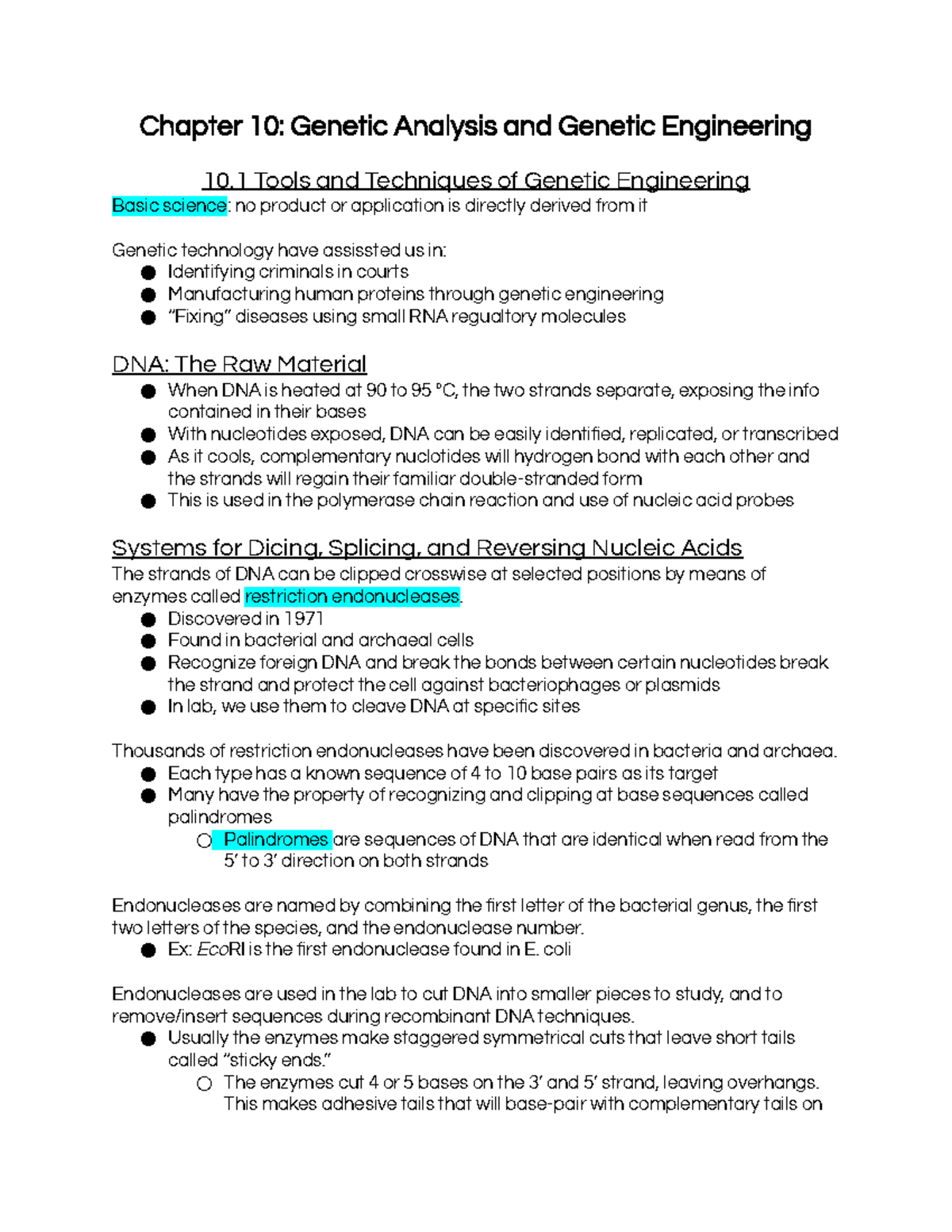 Microbiology Chapter 10: Genetic Analysis and Genetic Engineering ...