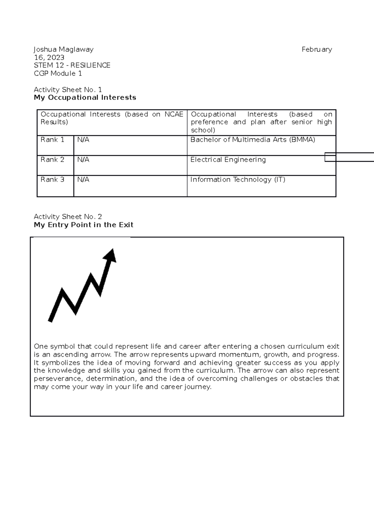 CGP - n/a - Joshua Maglaway February 16, 2023 STEM 12 - RESILIENCE CGP ...