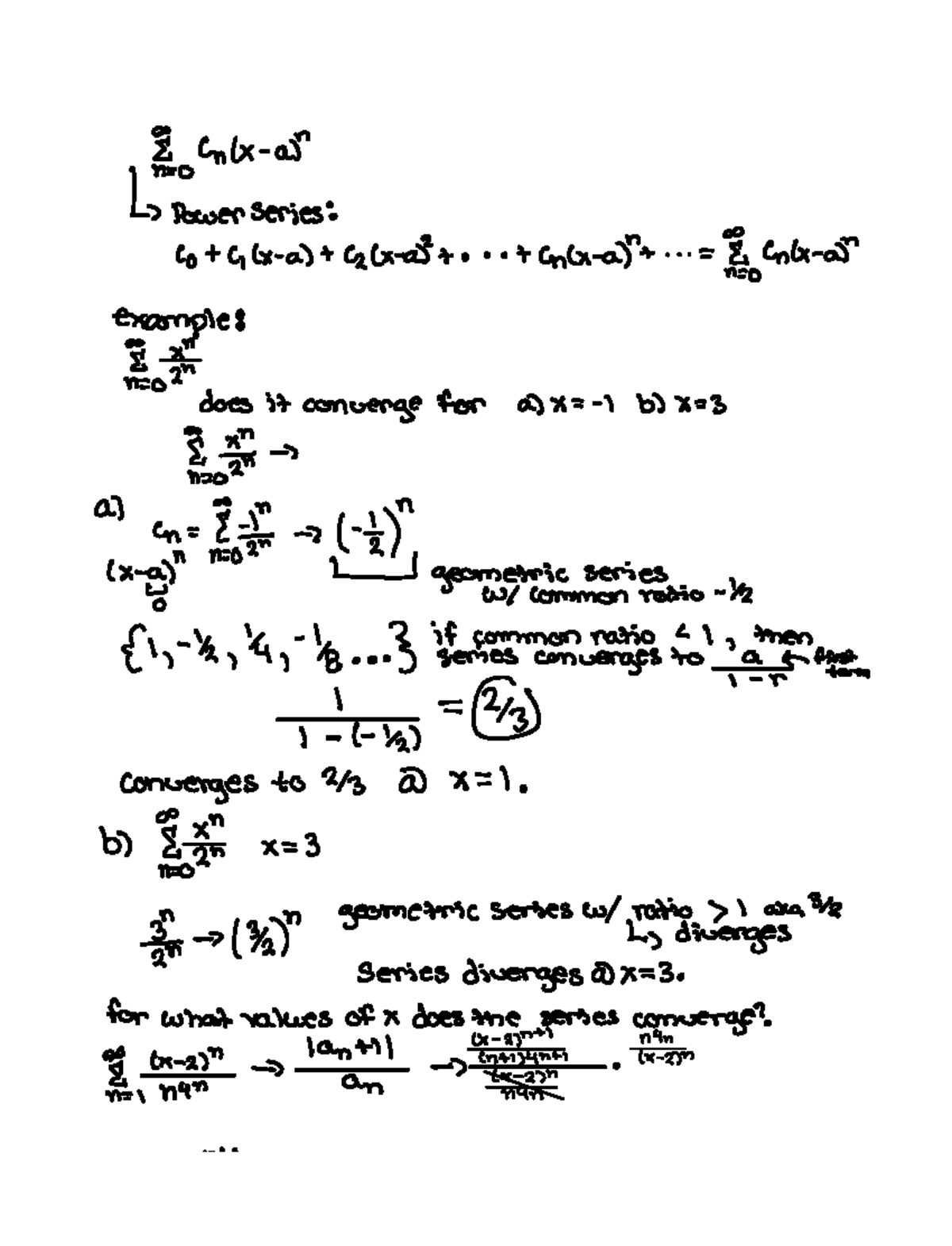 Power Series Problems/Notes - o 044 at powerseries co T C Lx a t Cz x ...