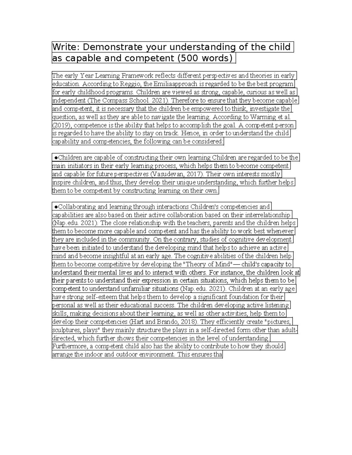 Early childhood - An exercise demonstrating the child as capable and ...