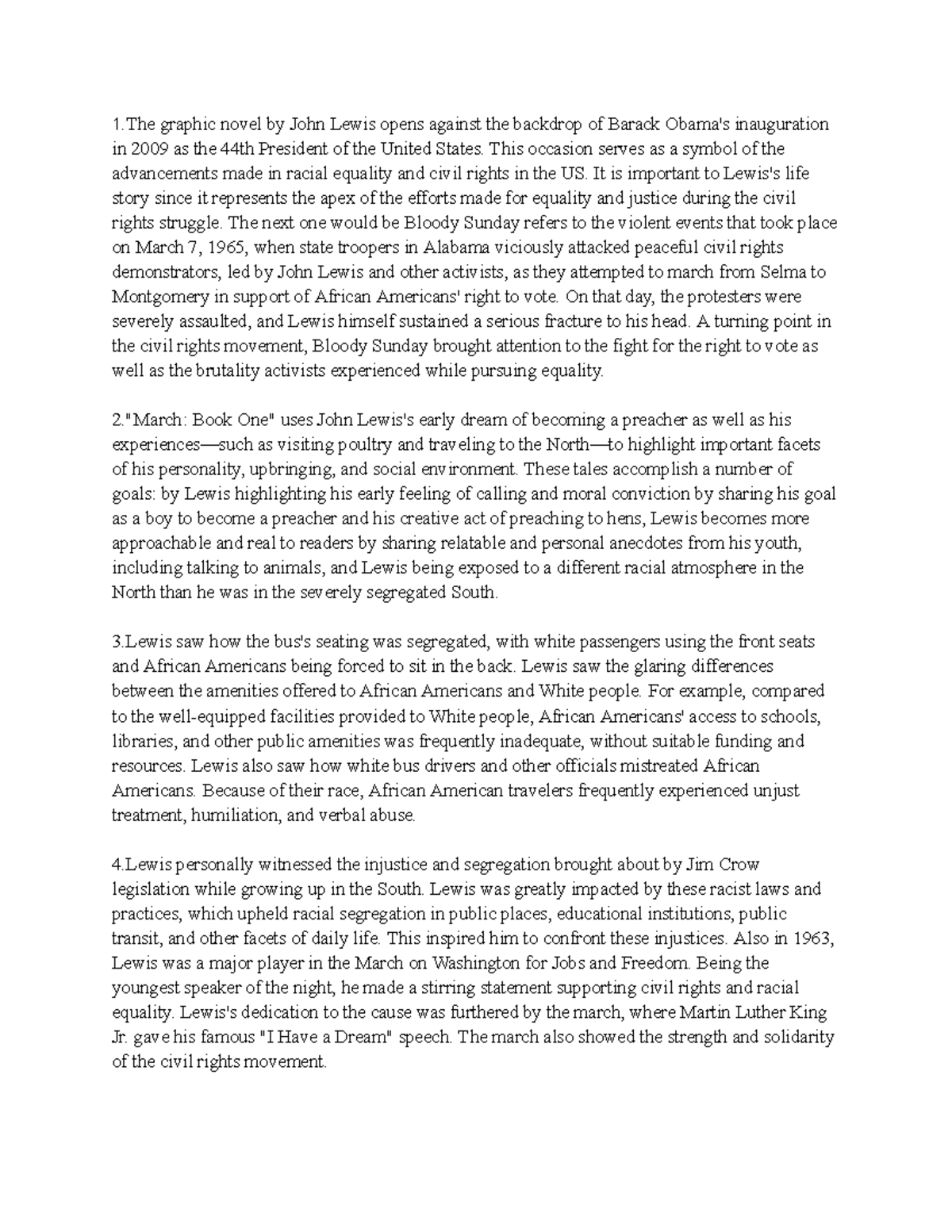 Mid-Term - Pog - 1 .The graphic novel by John Lewis opens against the ...