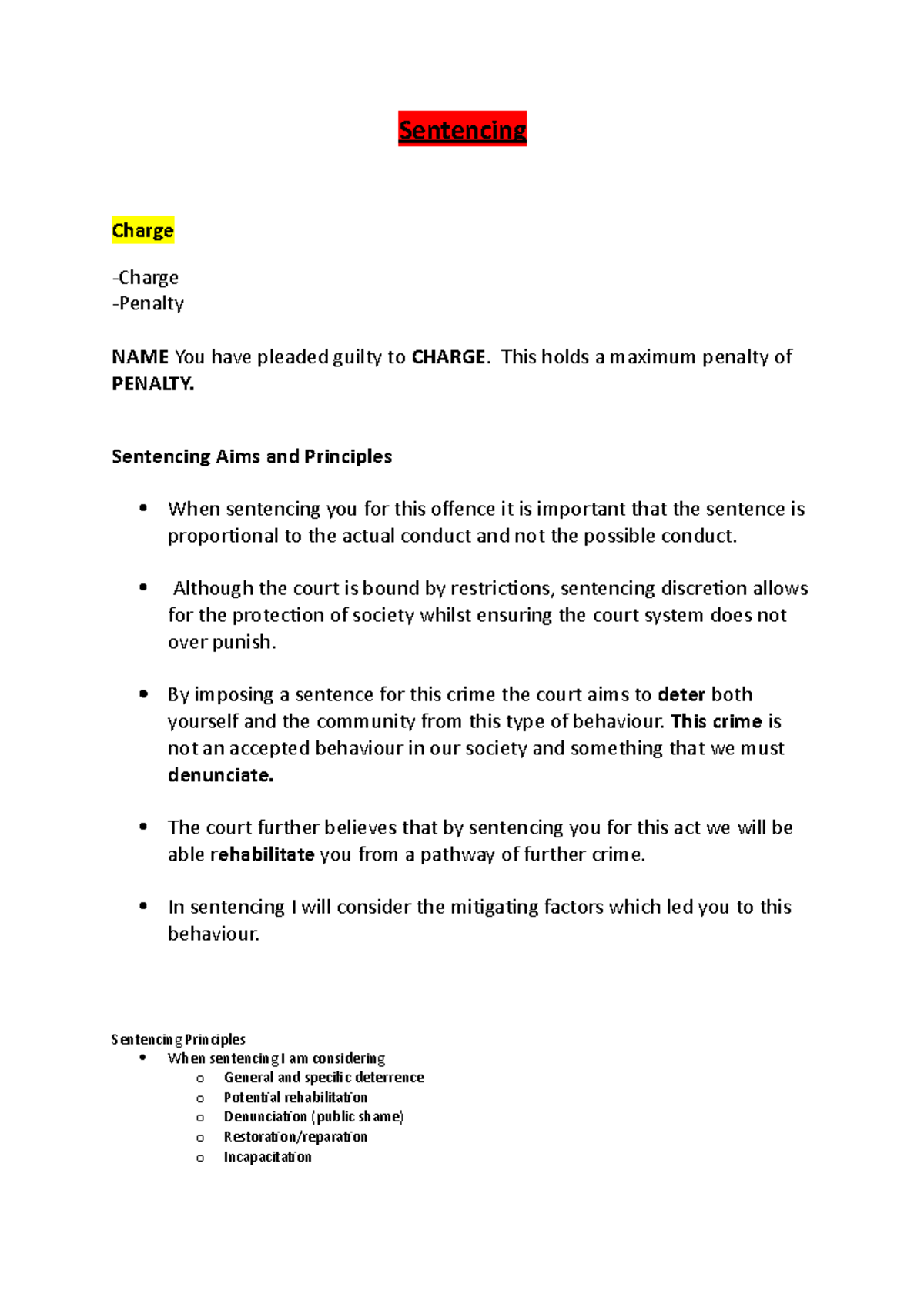 Sentencing - Summary Criminal Law And Legal Method [Statutory ...