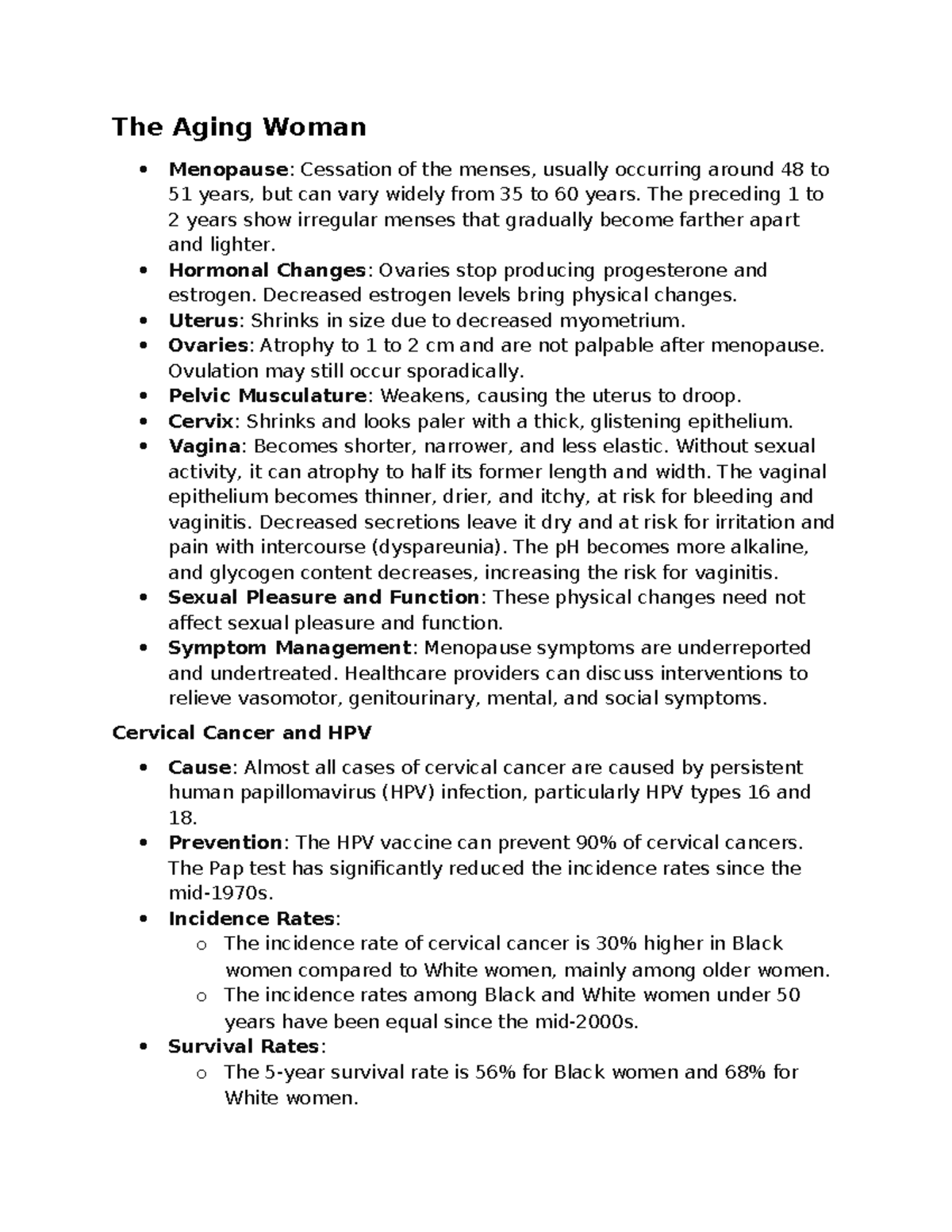 Chapter 27 Female Genitourinary System - The Aging Woman Menopause ...