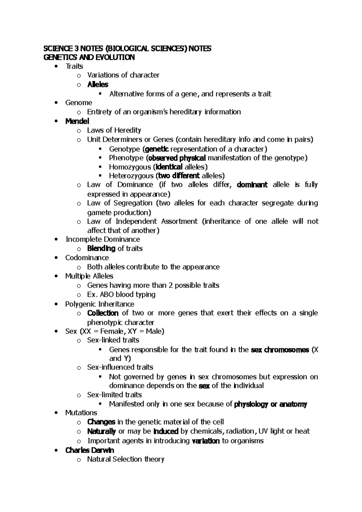 Science-3- Notes - complete guide for your course. - SCIENCE 3 NOTES ...