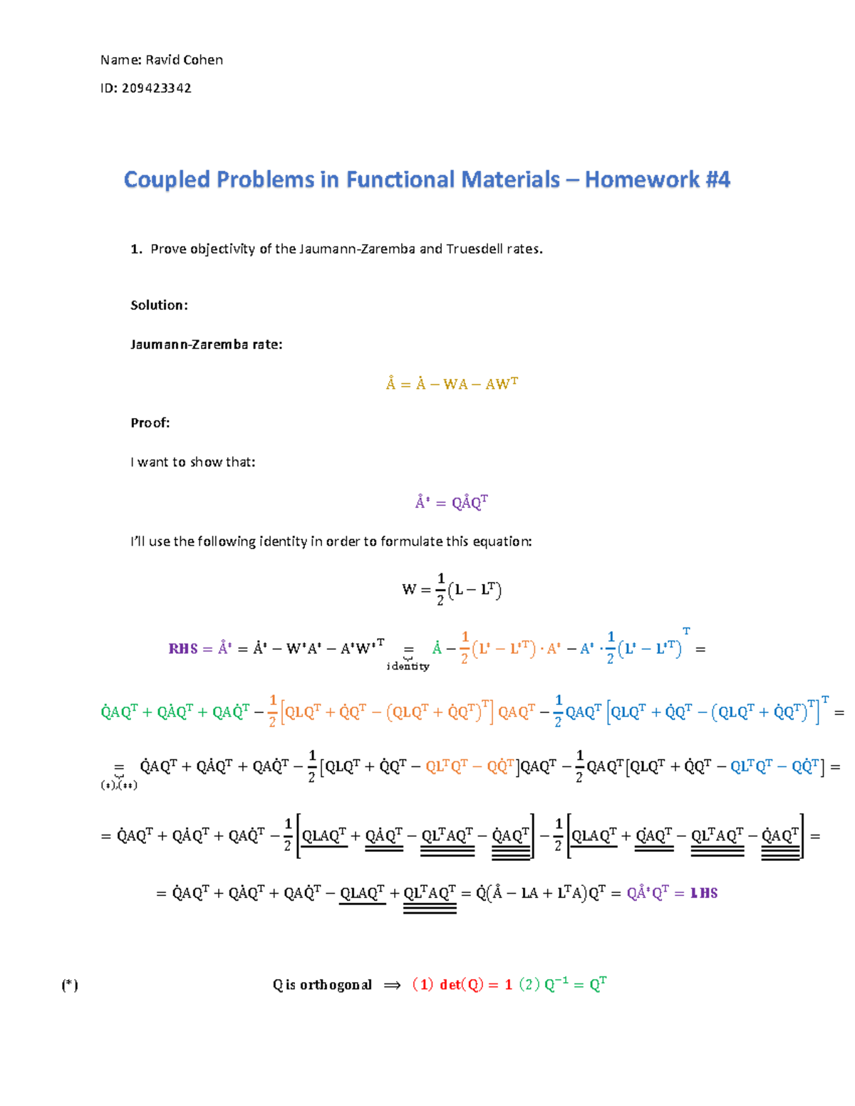 Hw4 - My solution - Homework - Name: Ravid Cohen ID: 209423342 Coupled Problems in Functional ...