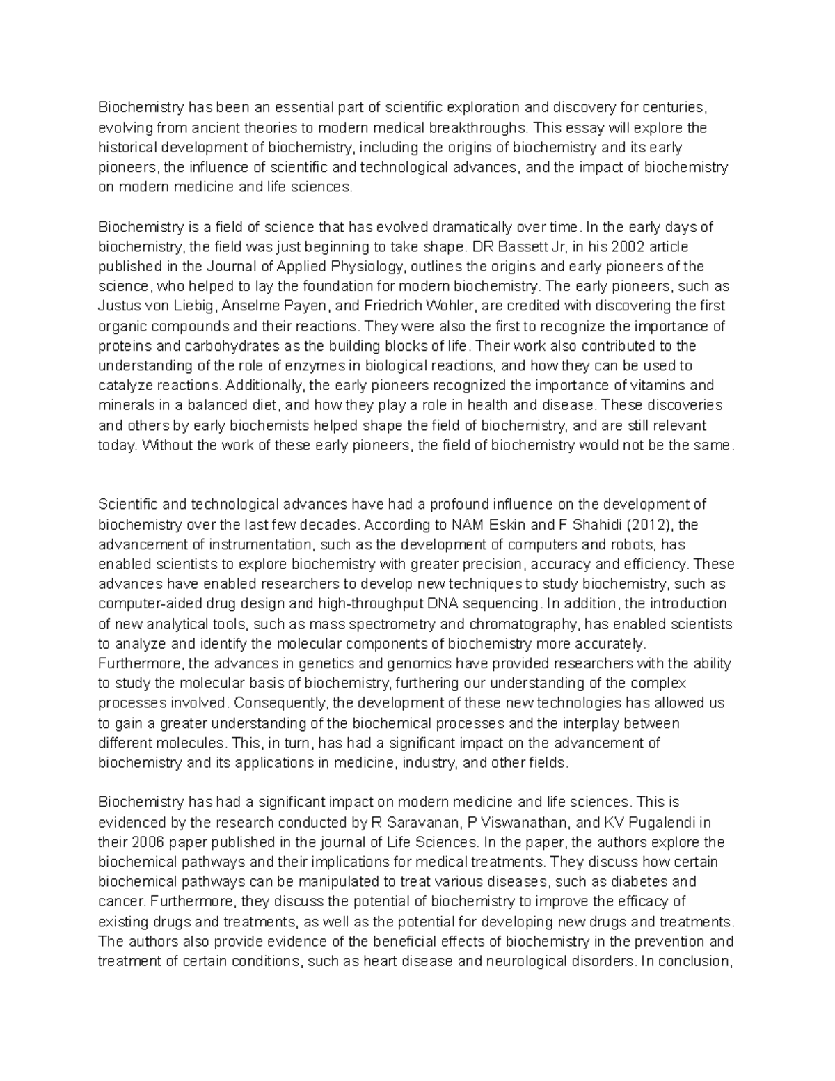 Historical Development of Biochemistry - Biochemistry has been an ...