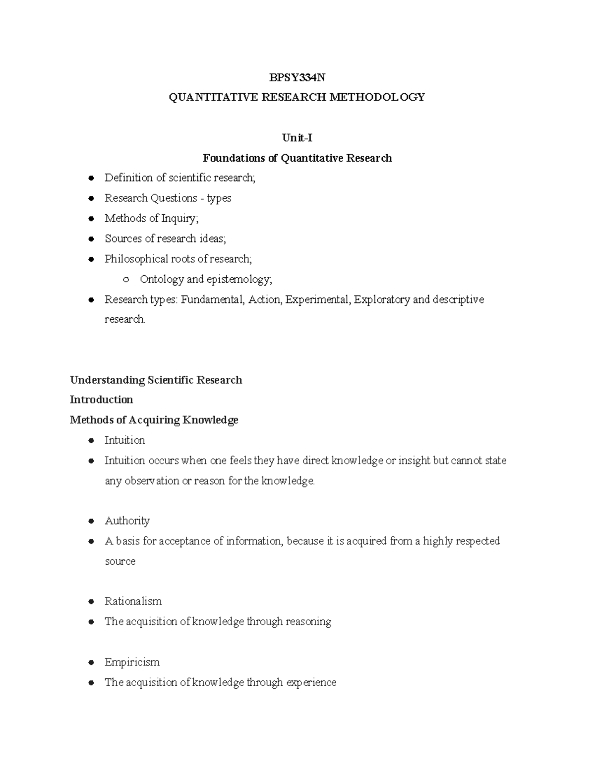 Quantitative Research Methodology - BPSY334N QUANTITATIVE RESEARCH ...