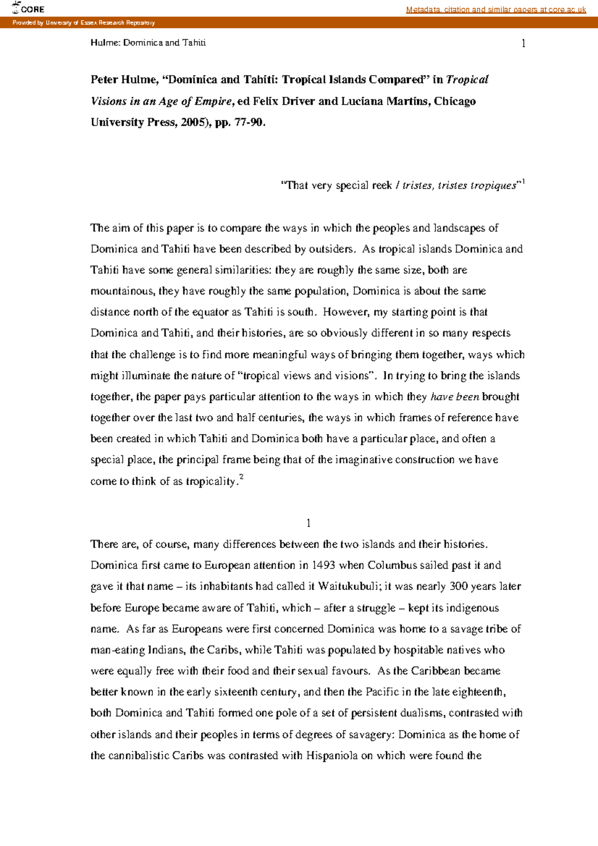 8790481 - Histoire - Hulme: Dominica and Tahiti 1 Peter Hulme ...