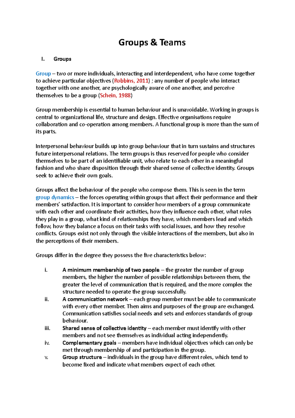 Groups - Lecture Notes - Groups & Teams I. Groups Group – two or more ...