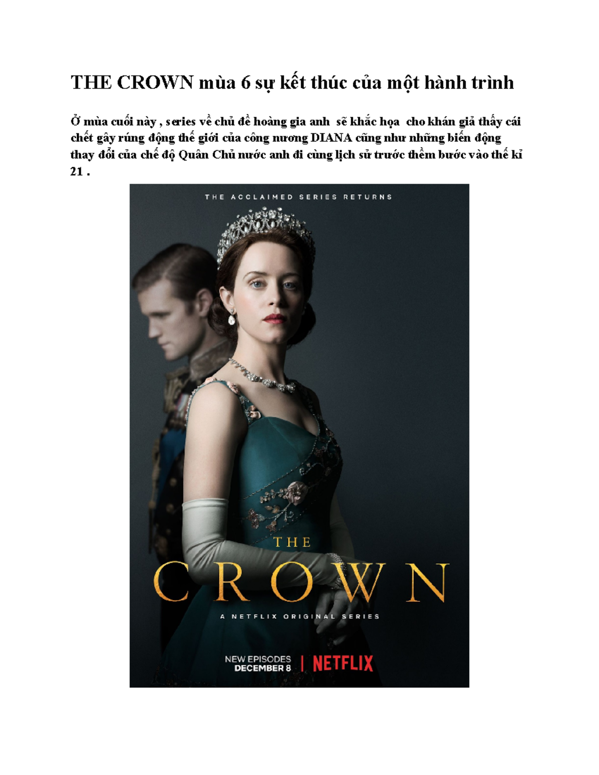 THE Crown mùa 6 sự kết thúc của một hành trình - THE CROWN mùa 6 sự kết ...