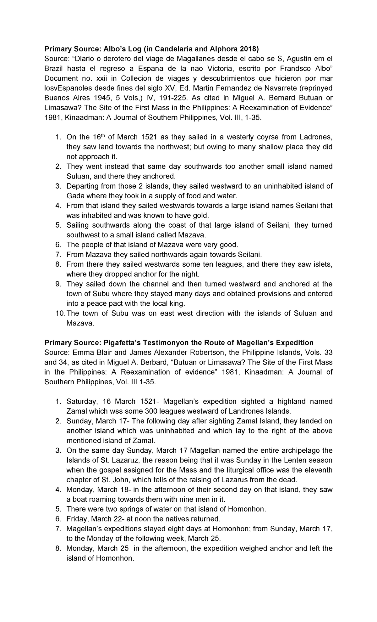 Primary Source Albos Log in Candelaria and Alphora 2018 - xxii in ...