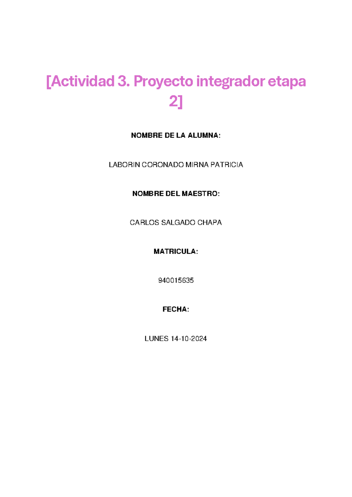 Actividad 03 Proyecto Integrador Etapa 02 Actividad 3 Proyecto