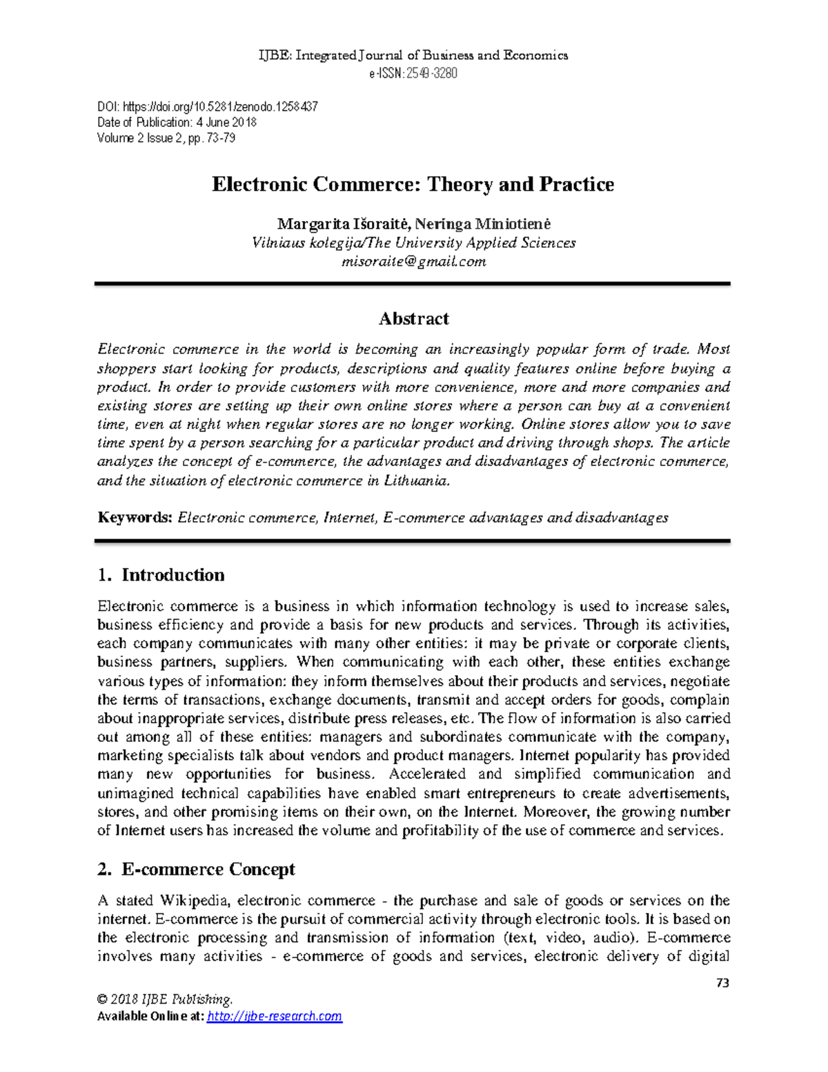 Electronic Commerce Theory and Practice - e-ISSN: 2549- 73 © 2018 IJBE ...