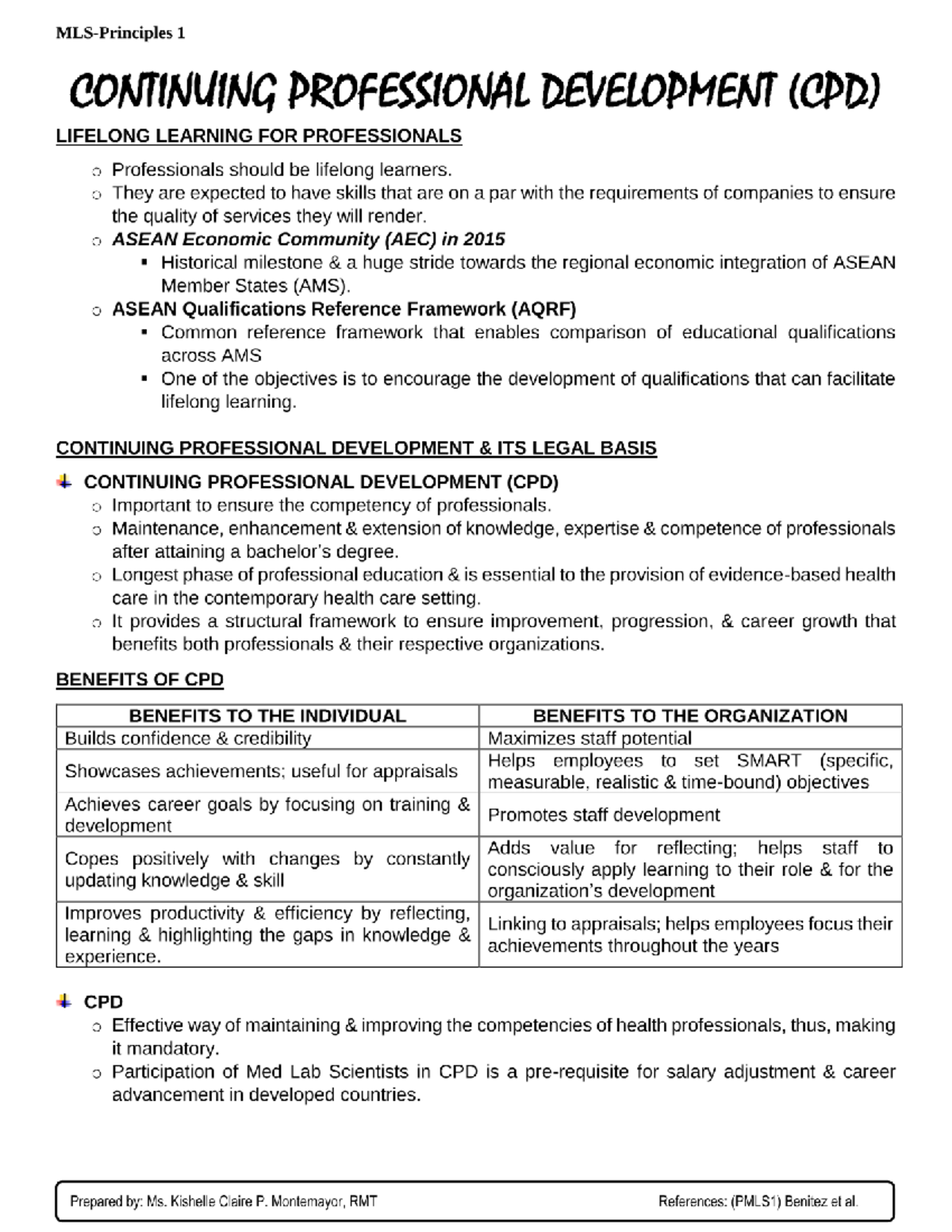 X. Continuing Professional Development (CPD) - Medical Laboratory ...