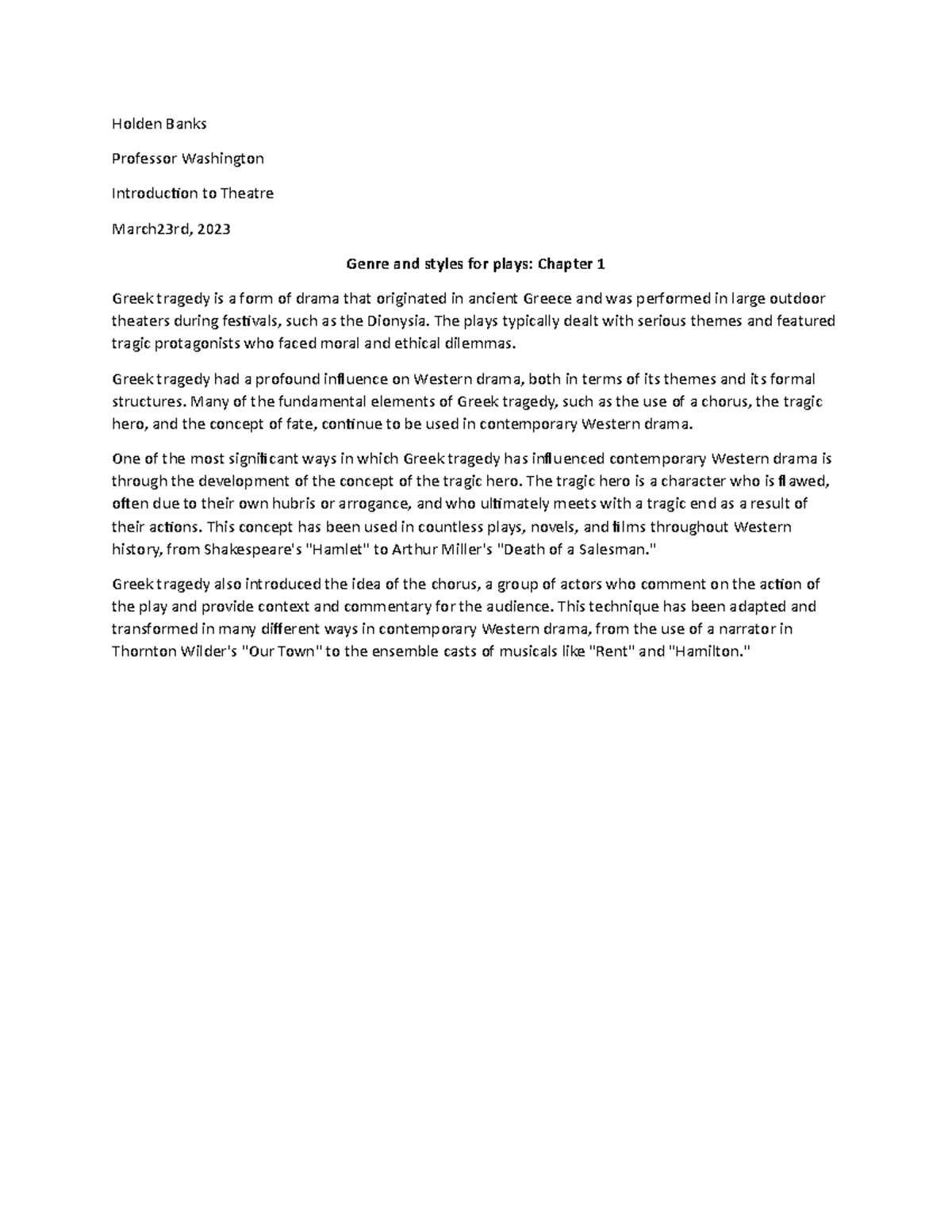 Document 35 Lecture Notes On Theatre - Holden Banks Professor ...