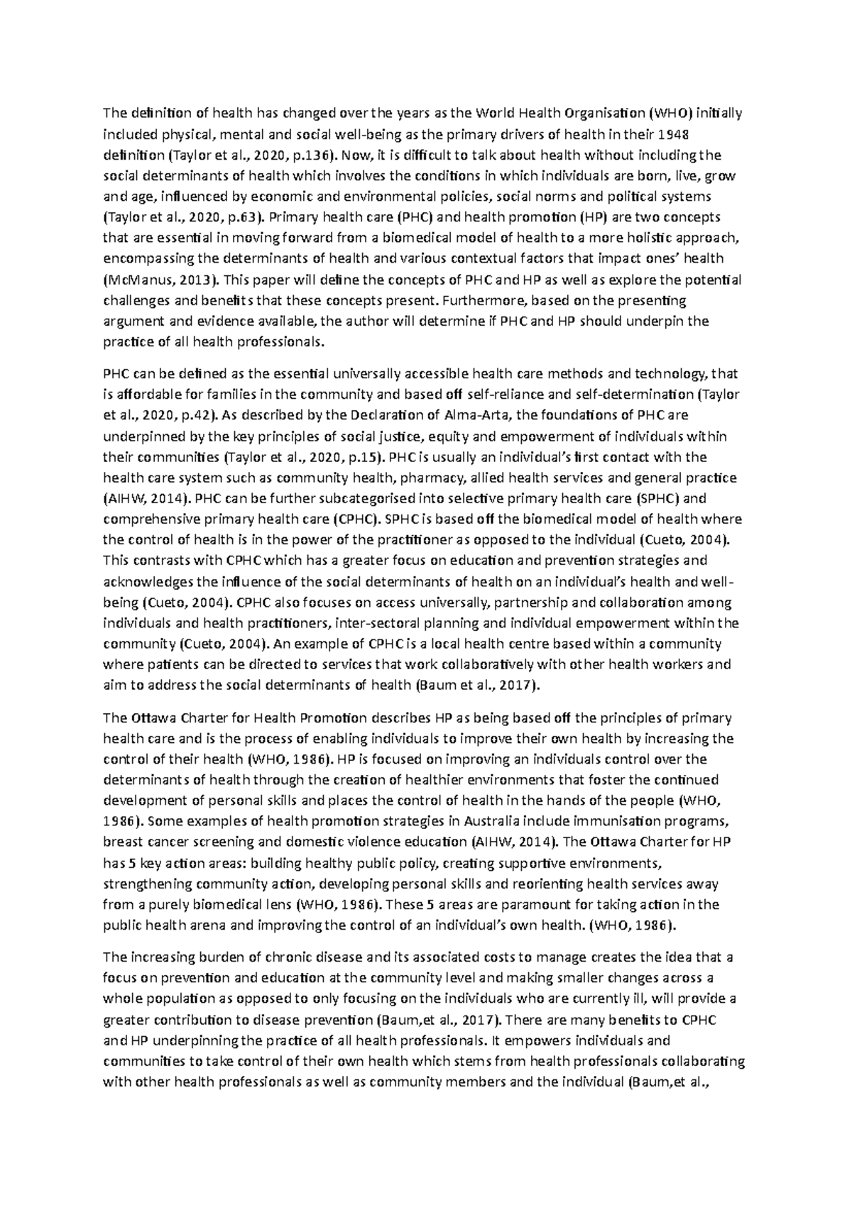 Assessment 2 The Definition Of Health Has Changed Over The Years As