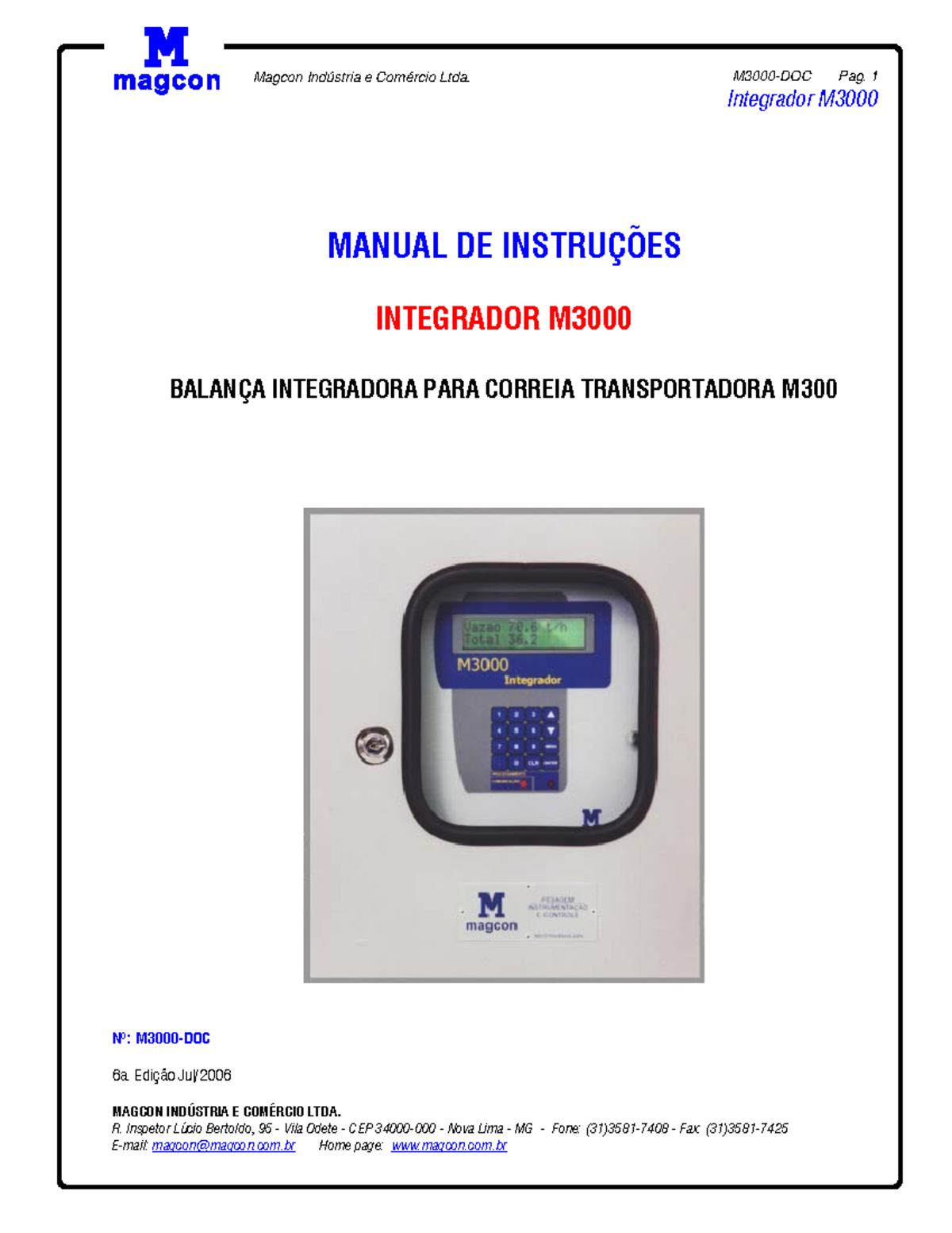 Balança Magcon M3000-6 - ####### Integrador M MANUAL DE INSTRU«’ES ...