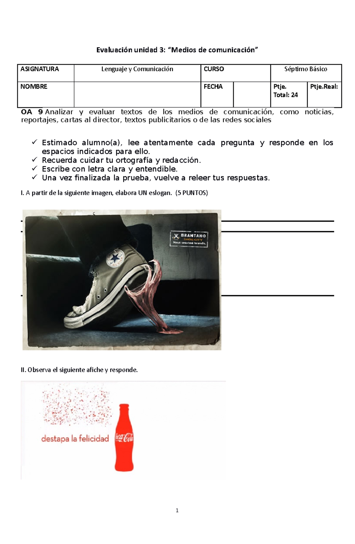 330740263 Lenguaje Prueba 2 7 Basico - Evaluación unidad 3: “Medios de ...