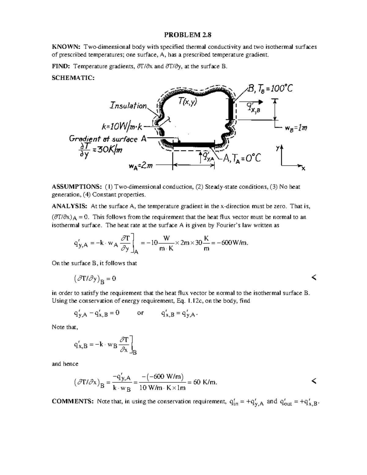 Assignment#2 solutions - PROBLEM 2. KNOWN: Two-dimensional body with specified thermal ...