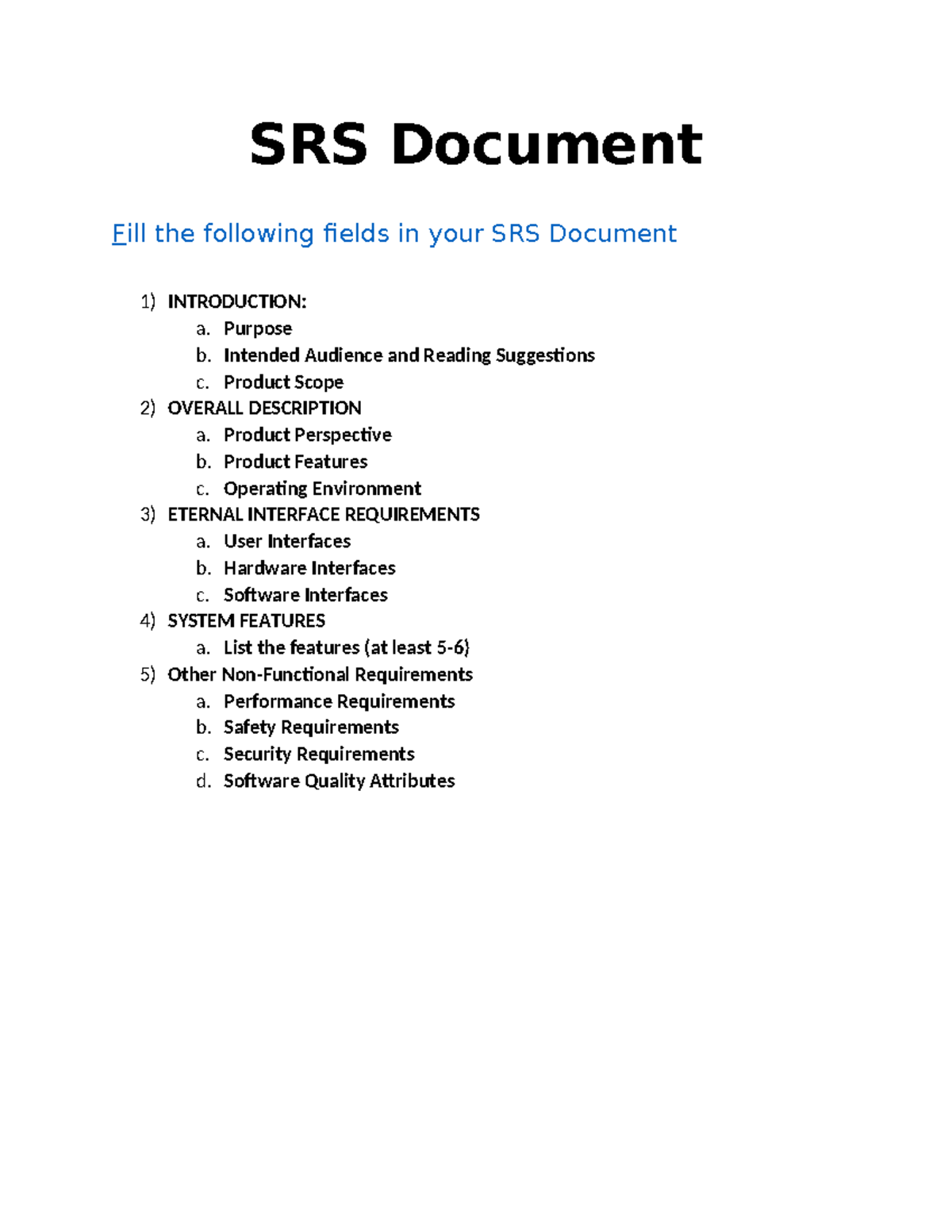 Read ME - SRS - SRS Document Fill the following fields in your SRS ...