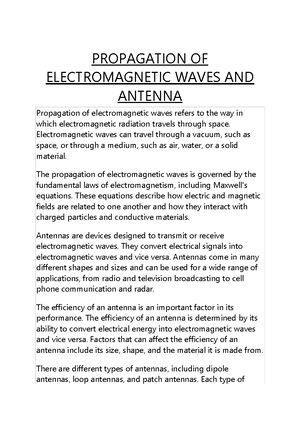 Propagation OF Electromagnetic Waves AND Antenna - In conclusion, the ...